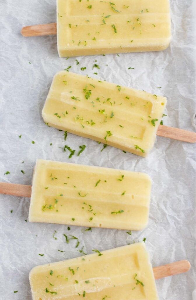 Pineapple Coconut Popsicles with Lime Juice - Three Little Chickpeas