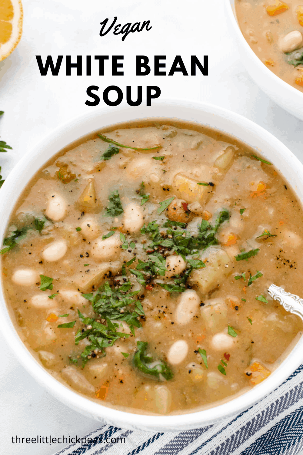 White Bean and Potato Soup - Three Little Chickpeas