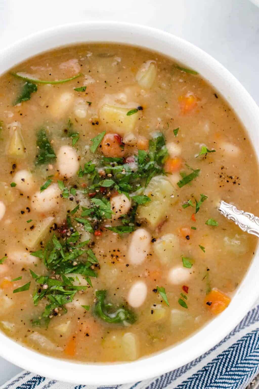 White Bean and Potato Soup - Three Little Chickpeas