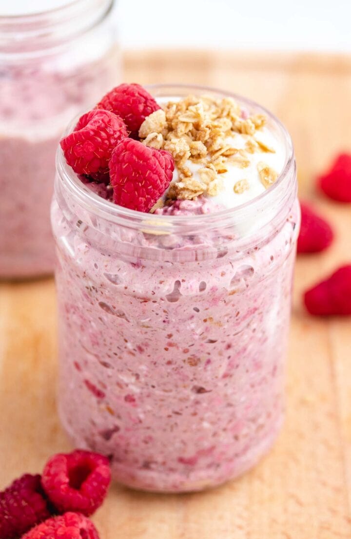 Raspberry Overnight Oats - Three Little Chickpeas