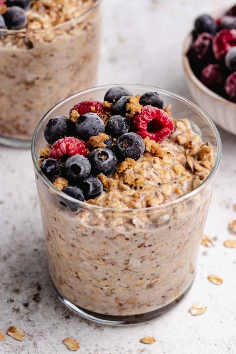 Easy Overnight Oats with Frozen Fruit - Three Little Chickpeas