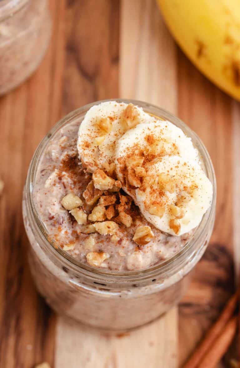 Banana Cinnamon Overnight Oats - Three Little Chickpeas