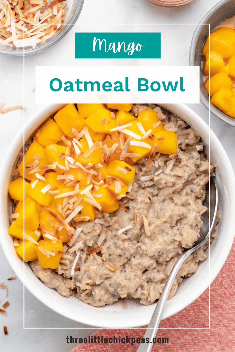 Creamy Mango Overnight Oats - Three Little Chickpeas