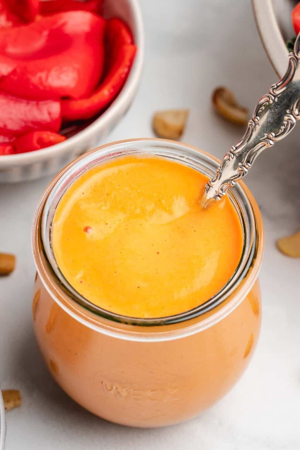 Roasted Red Pepper Dressing - Three Little Chickpeas