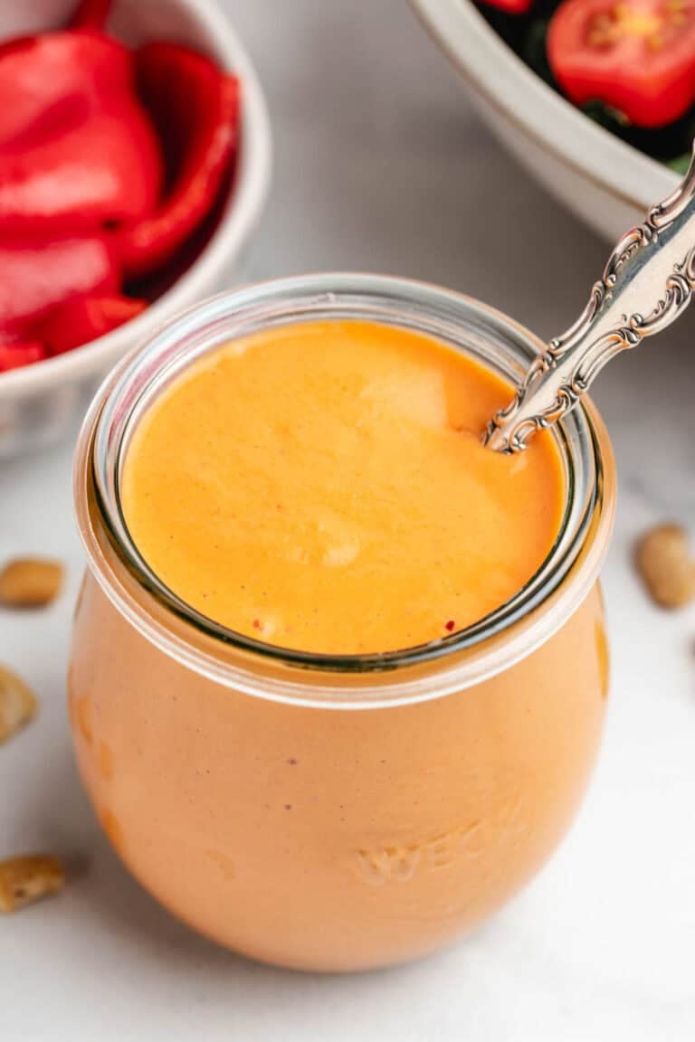 Roasted Red Pepper Dressing - Three Little Chickpeas