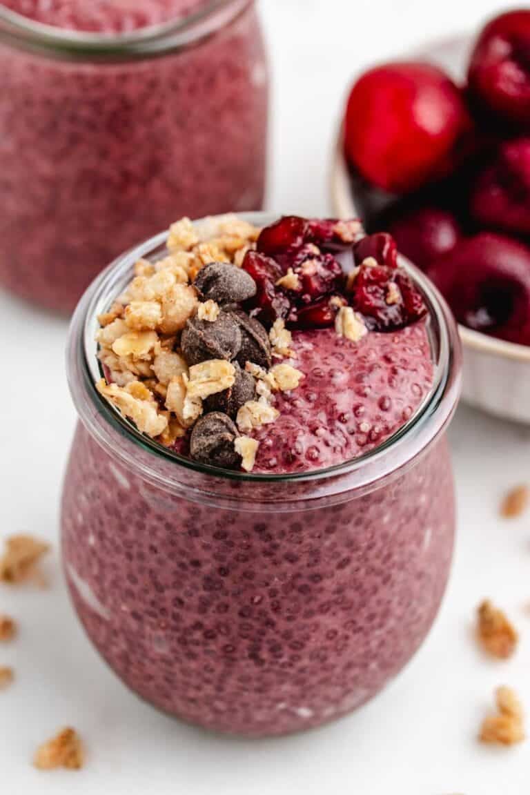 Cherry Chia Pudding - Three Little Chickpeas