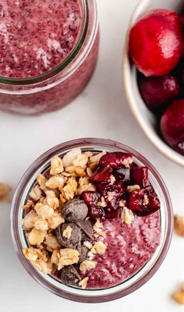 Cherry Chia Pudding - Three Little Chickpeas