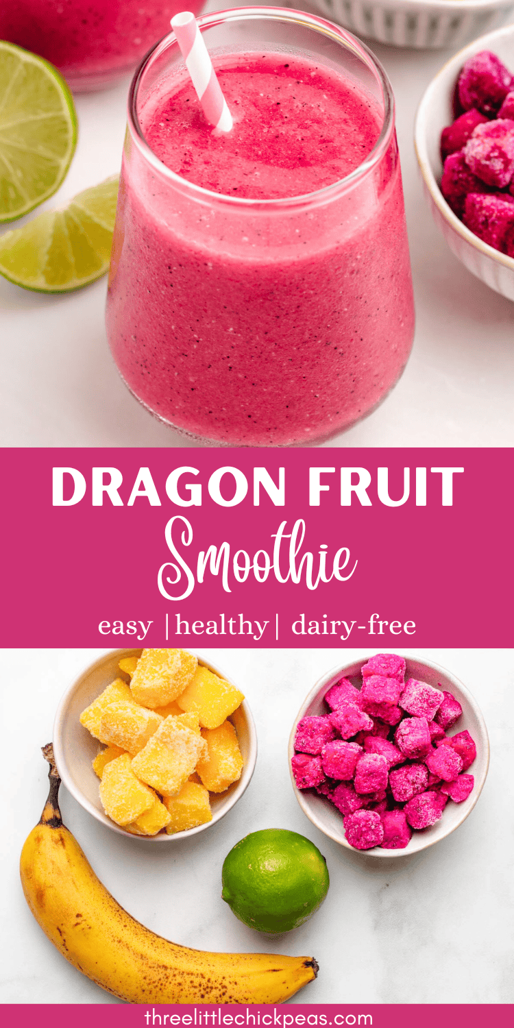 Mango Dragon Fruit Smoothie - Three Little Chickpeas
