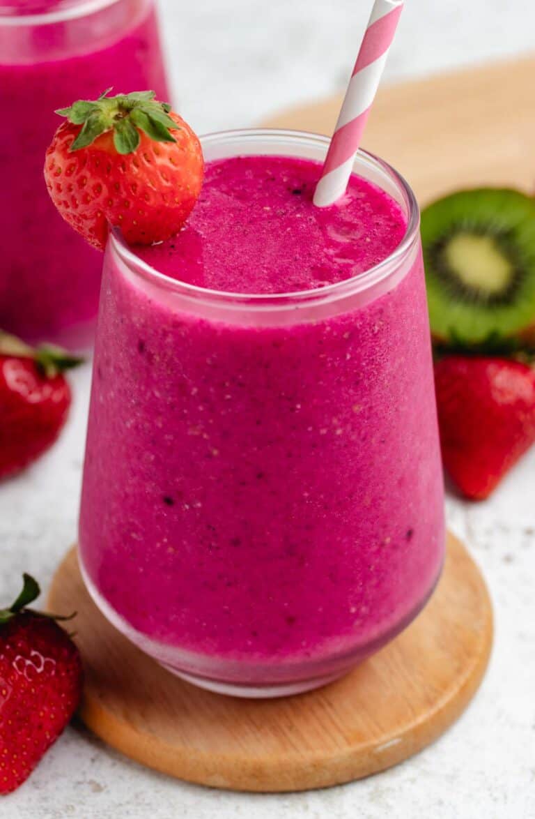 Dragon Fruit Strawberry Smoothie - Three Little Chickpeas